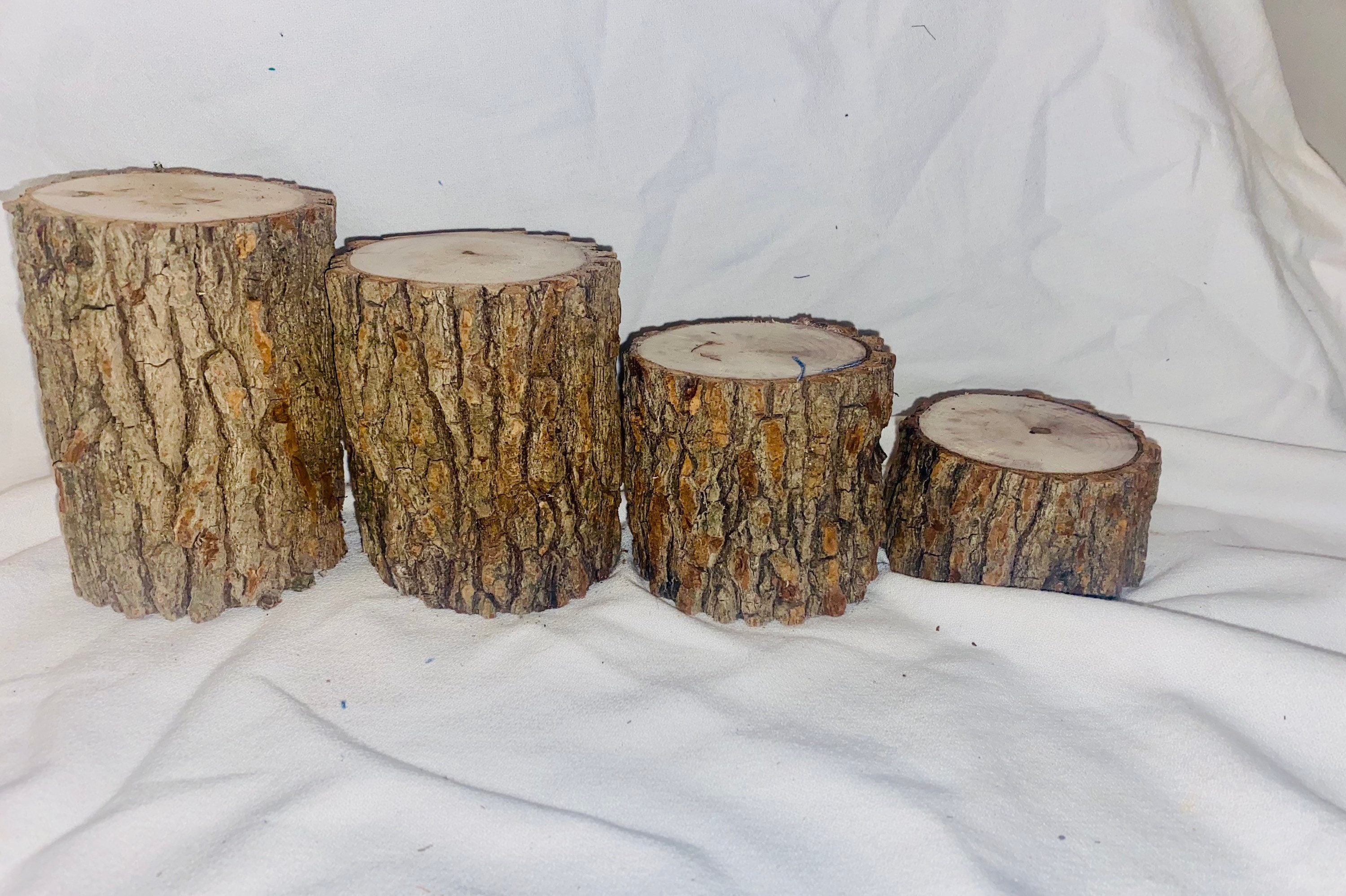 Rustic Wood Log Stumps: Set of 4, Natural Bark, Wedding Centerpiece - Etsy
