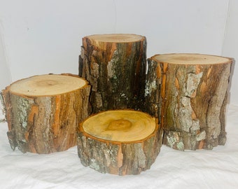 Rustic Cedar Stumps- Set of 3- Live Edge Rustic Cedar Risers - Wedding ...