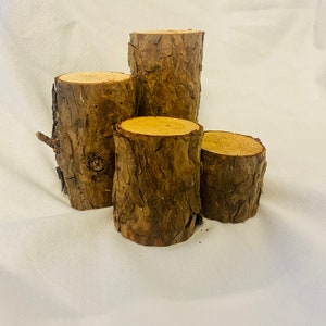 Rustic Pine Wood Log Stumps: Set of 4, Natural Wood Decorations - Etsy