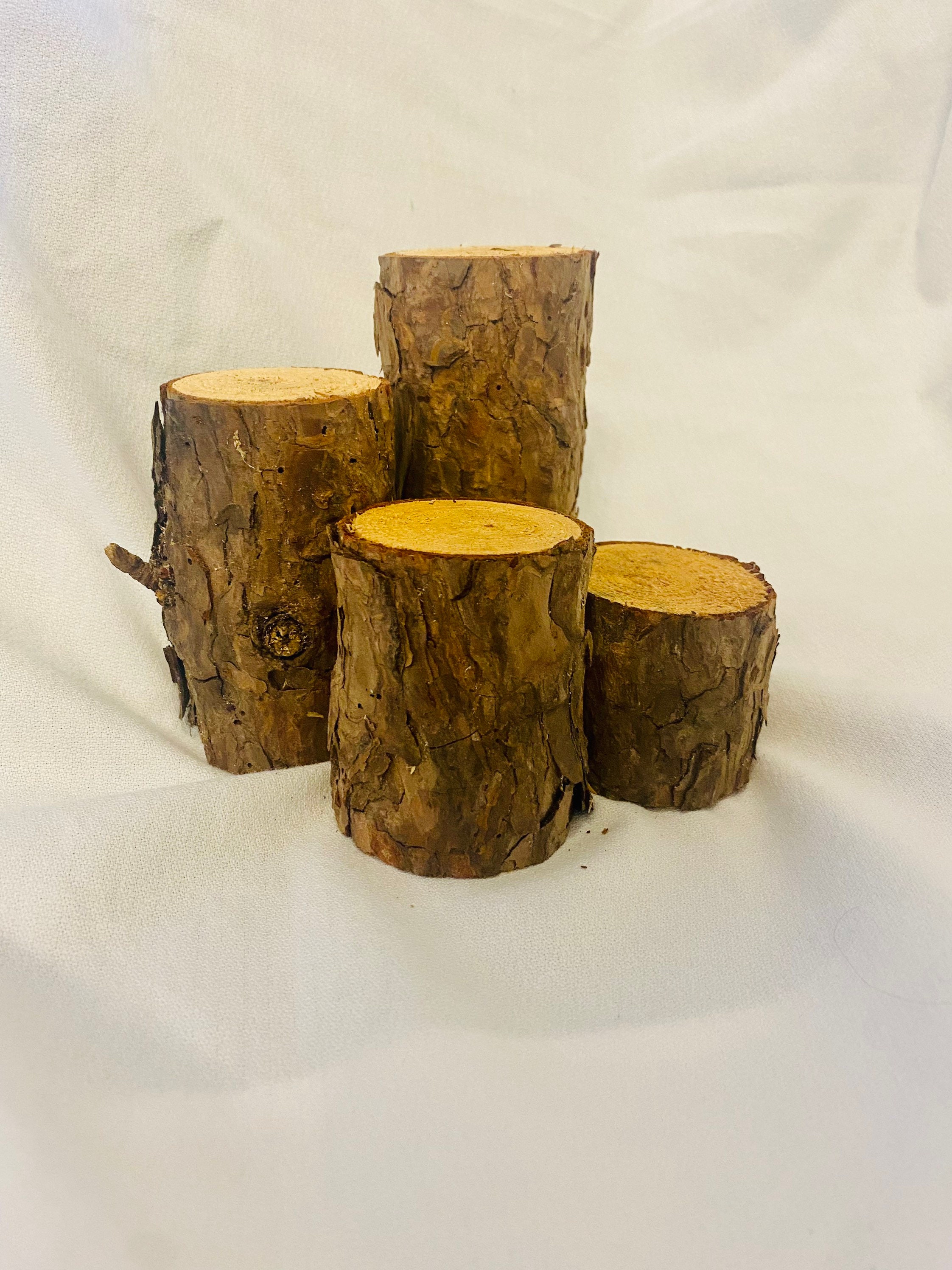 Rustic Pine Wood Log Stumps set of 4 rustic wood | Etsy
