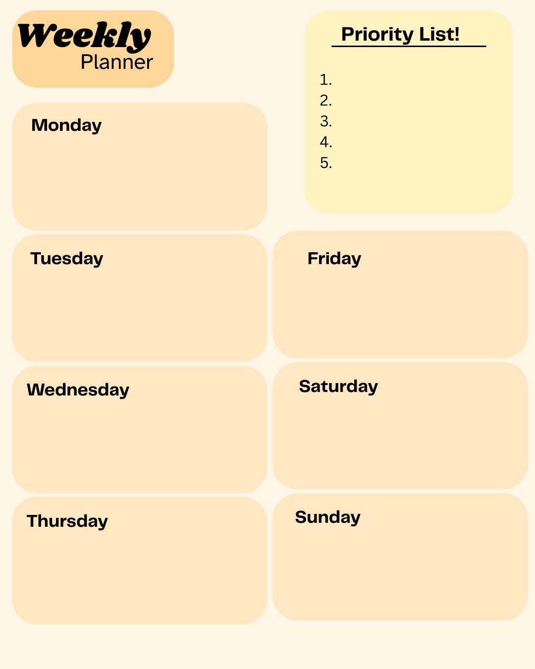Weekly Planner Printable PDF - Etsy
