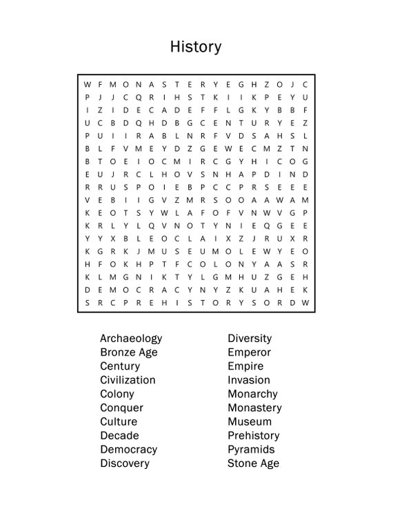 History Word Search Puzzle | Etsy