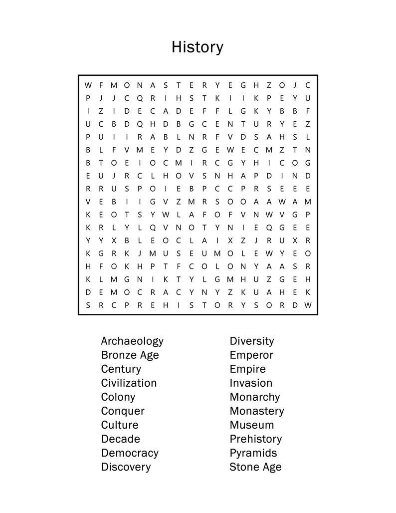 History Word Search Puzzle - Etsy