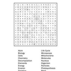Science Word Search - Etsy