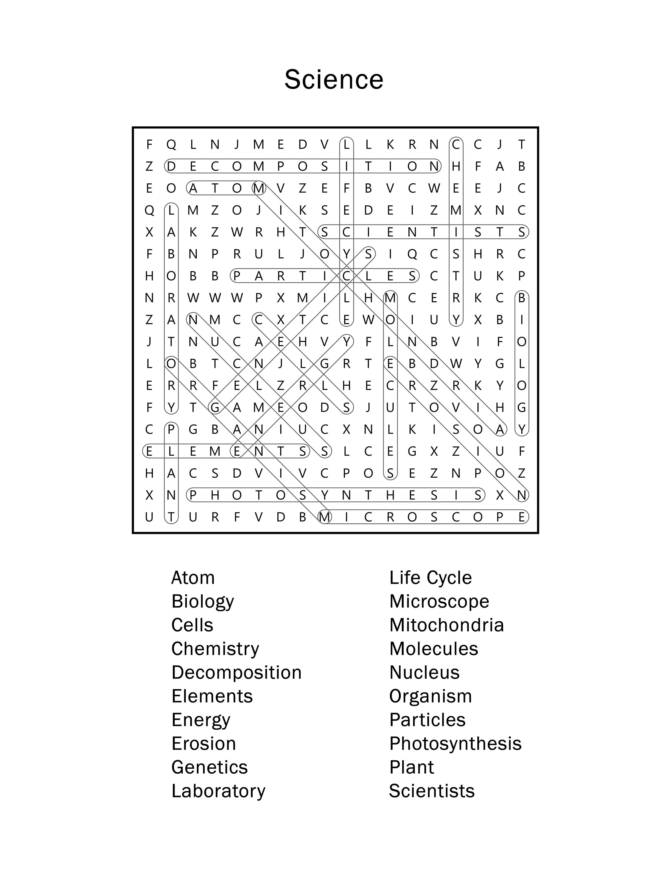Science Word Search - Etsy