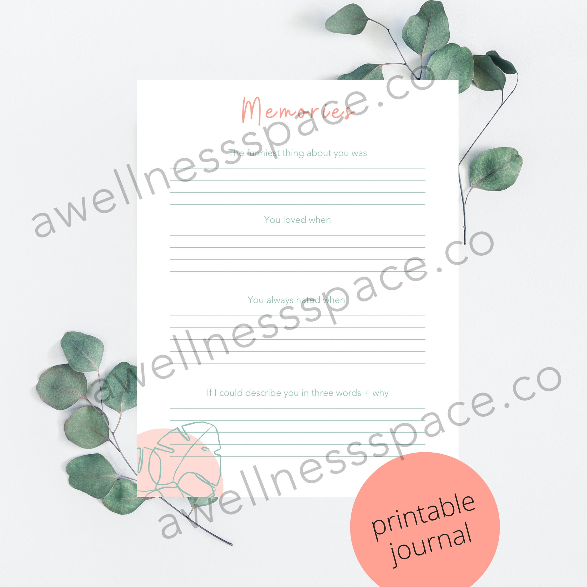 GRIEF GRATITUDE JOURNAL 50 Page Printable - Etsy