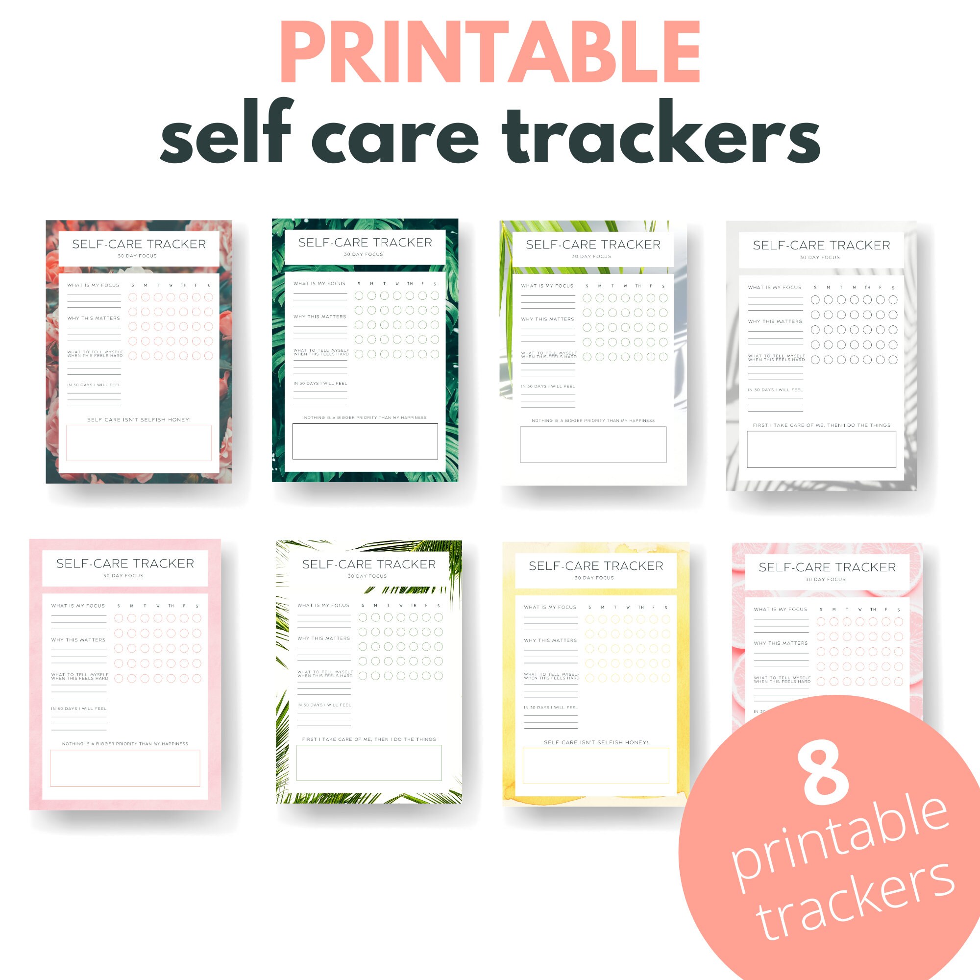 Self Care Habit Trackers printable Digital Download - Etsy
