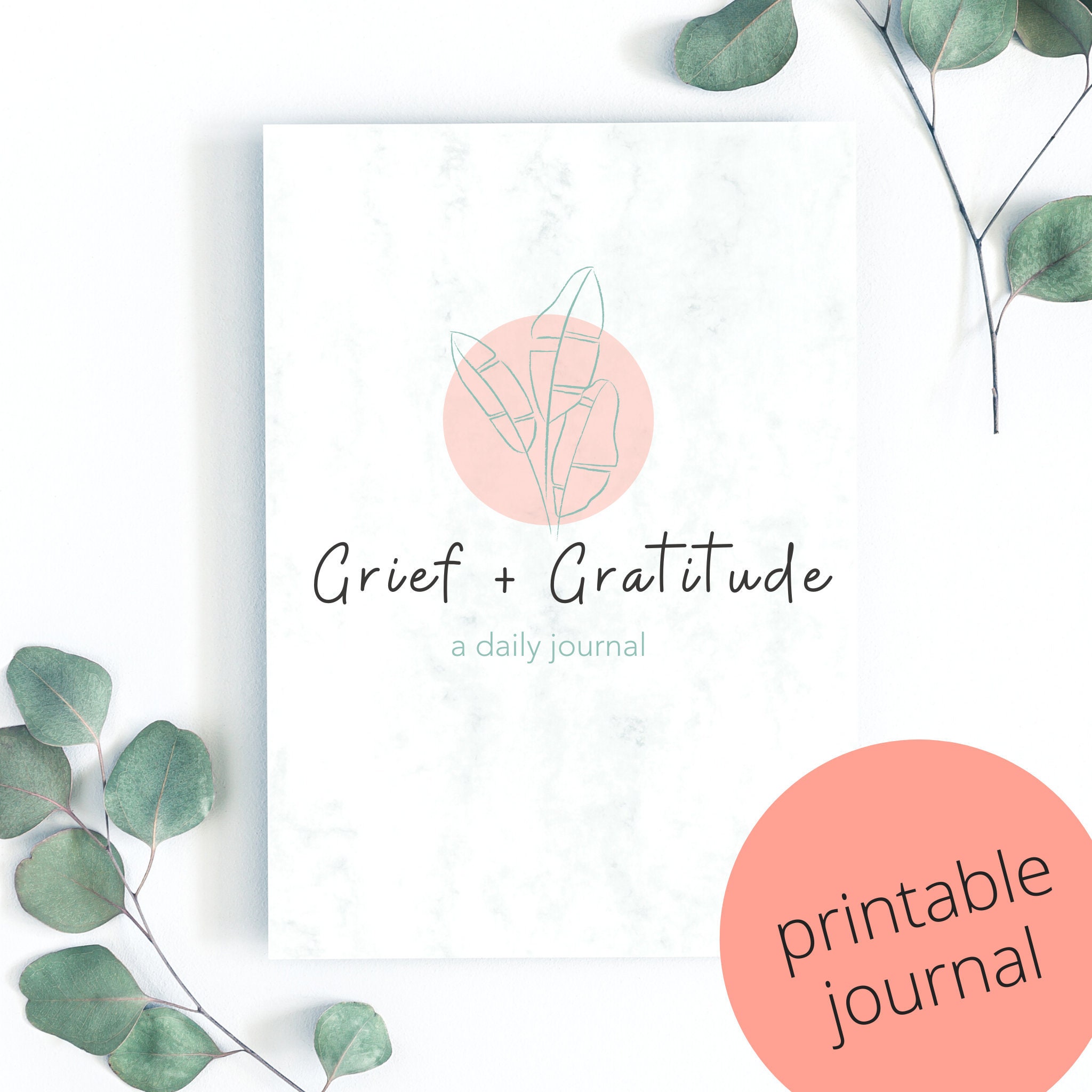 GRIEF GRATITUDE JOURNAL 50 Page Printable - Etsy