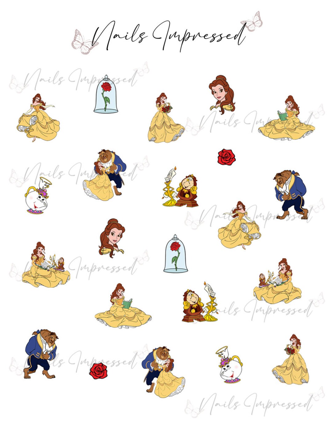 Beauty and the Beast Nail Decals Waterslide Nail Decals Nail Stickers ...