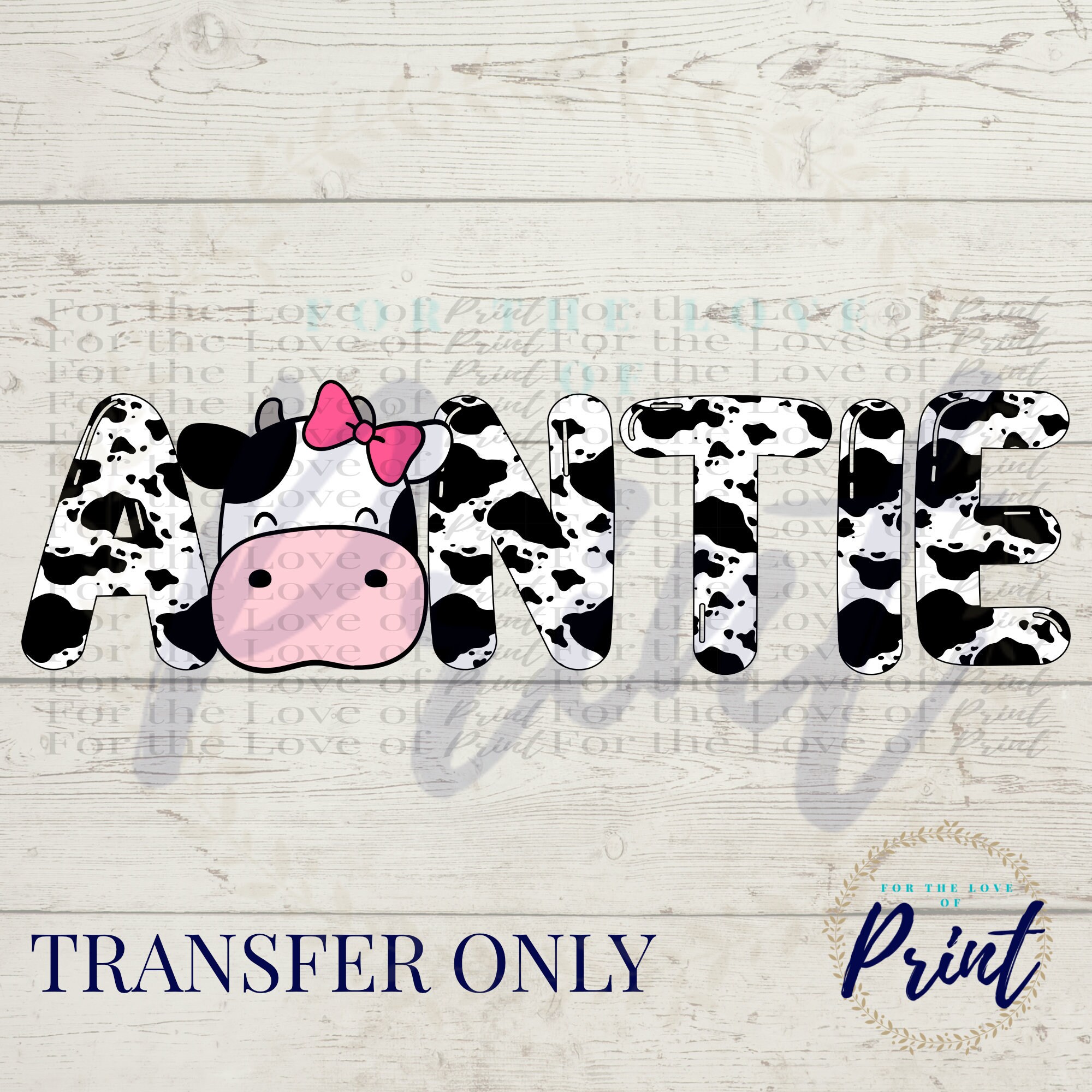 Auntie Cow Print Sublimation Transfer Birthday Shirt - Etsy