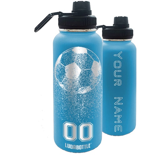 32oz Soccer Ball Engraved Personalized Water Bottle With Spout - Etsy
