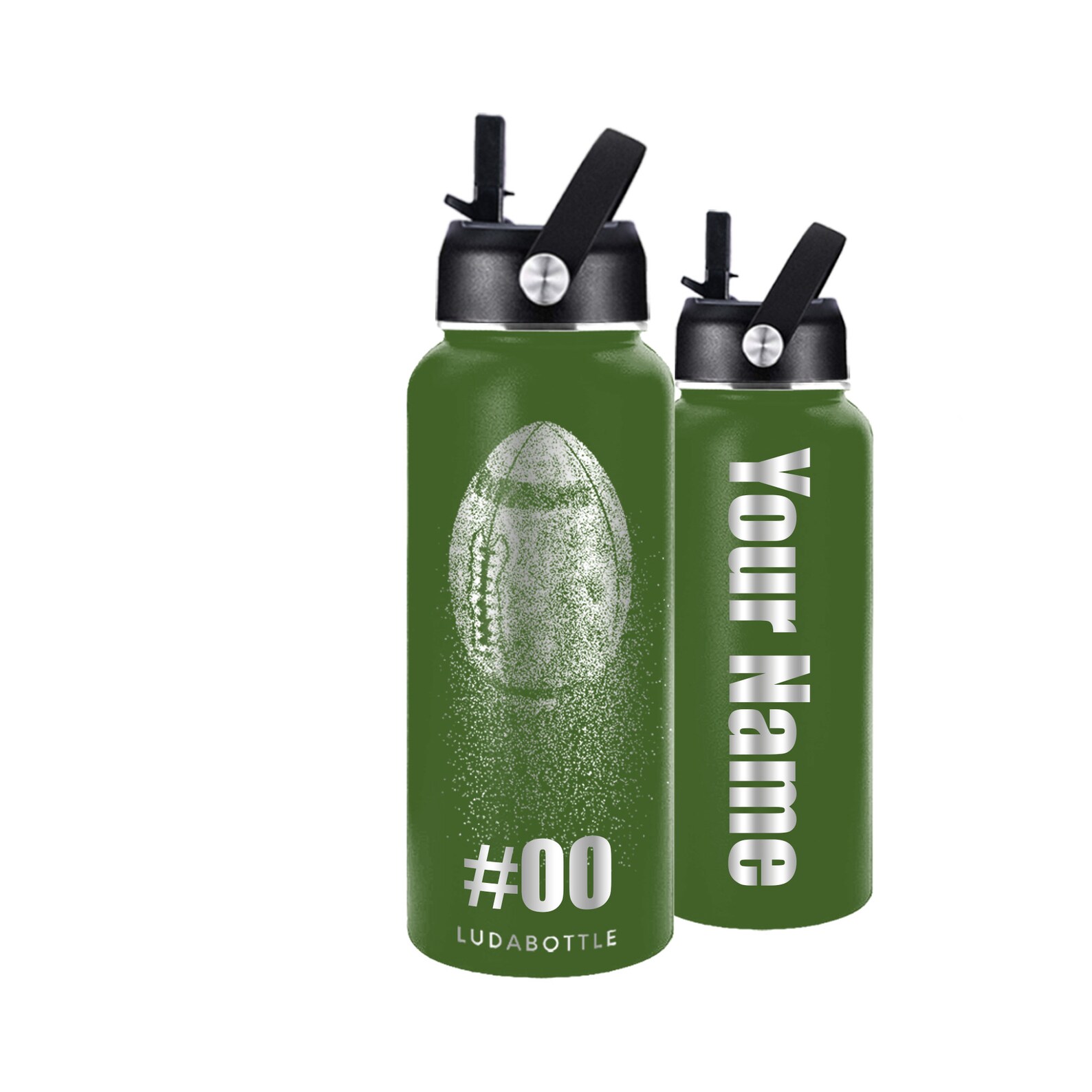 32oz Football Engraved Personalized Water Bottle With Straw - Etsy