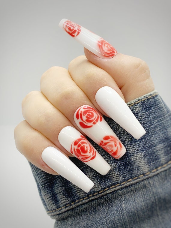 Red Flower Nail Art
