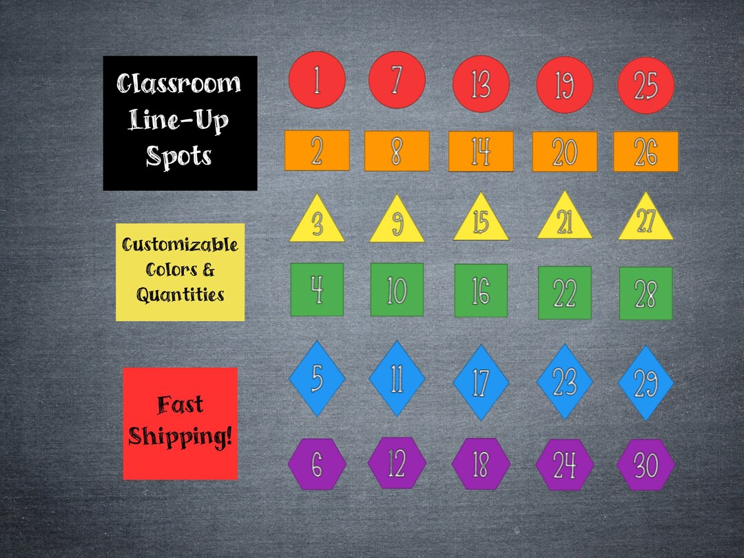 Customizable Clasroom Line up Spots, Learning Shapes, Color and Number ...