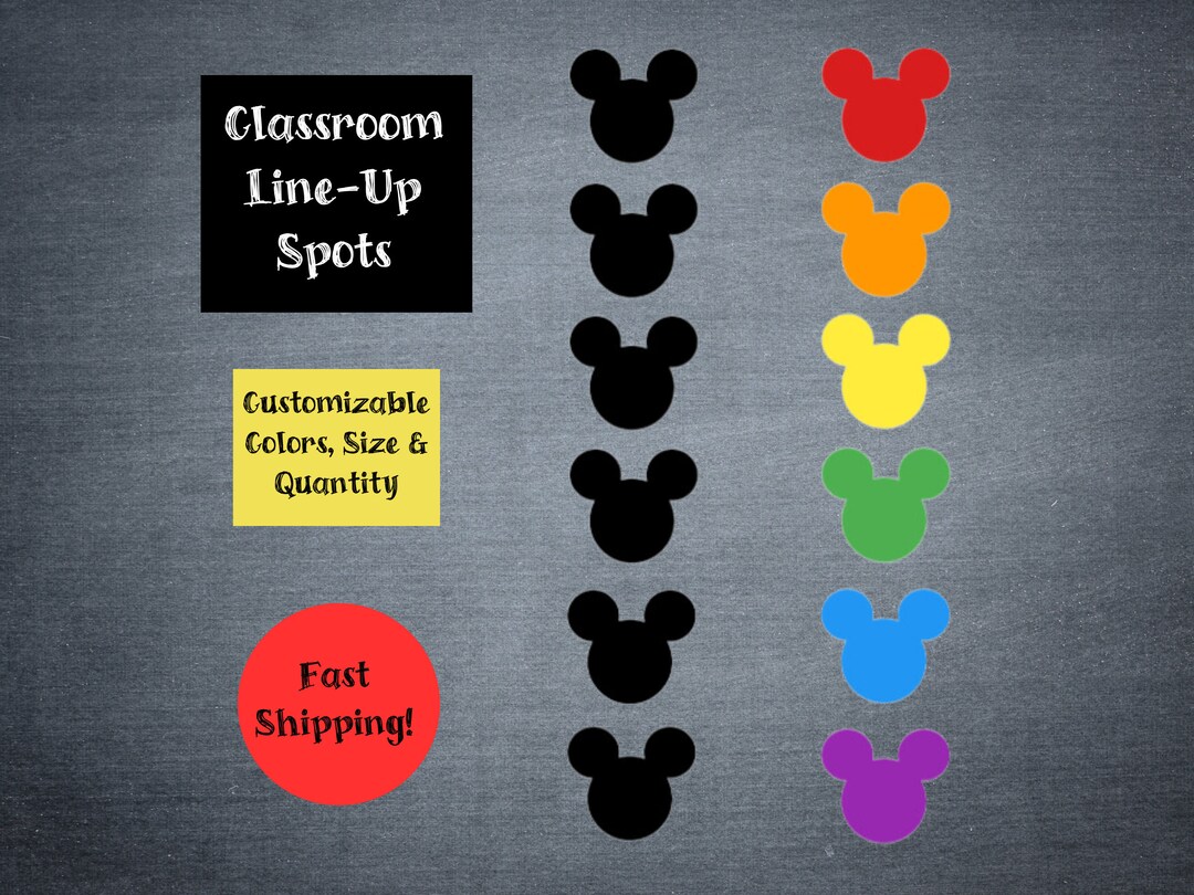 Customizable Classroom Line up Spots, Learning Colors, Micky Mouse Head ...