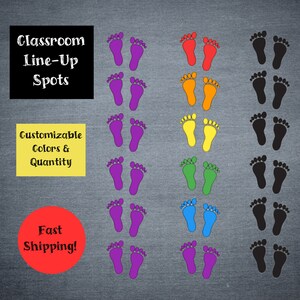 Customizable Clasroom Line up Spots, Learning Colors, Teacher ...