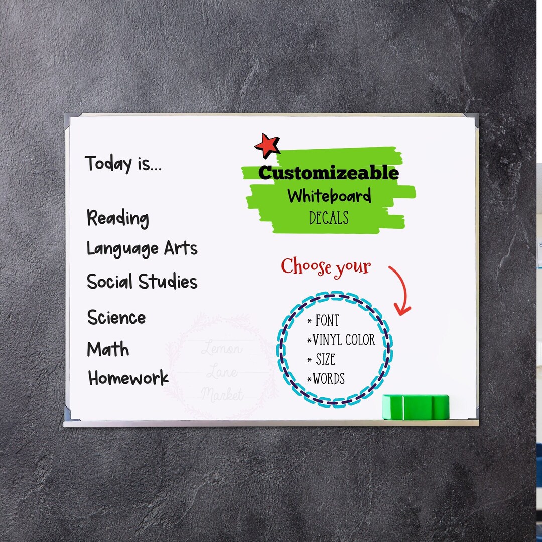 Classroom Subject Whiteboard Labels, Personalizable Teacher Decals ...