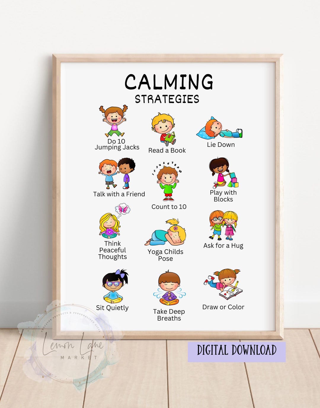 Digital Calming Strategies Poster, Calming Corner Decor, Mindfulness ...