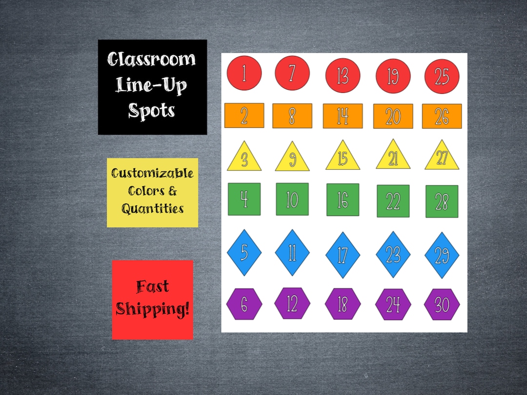 Customizable Clasroom Line up Spots, Learning Shapes, Color and Number ...