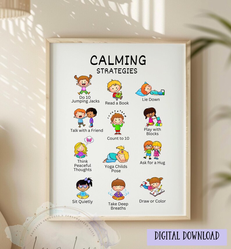 Digital Calming Strategies Poster, Calming Corner Decor, Mindfulness ...