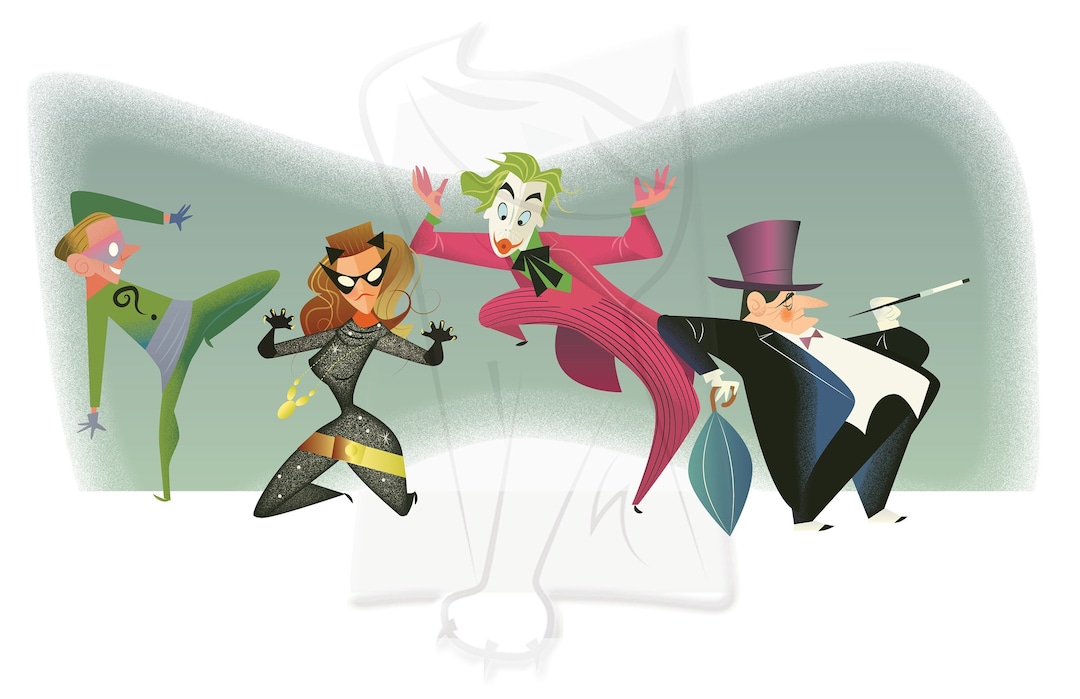 Holy Bat Villains!, Riddler, Joker, Catwoman, Penguin, Original Wall ...