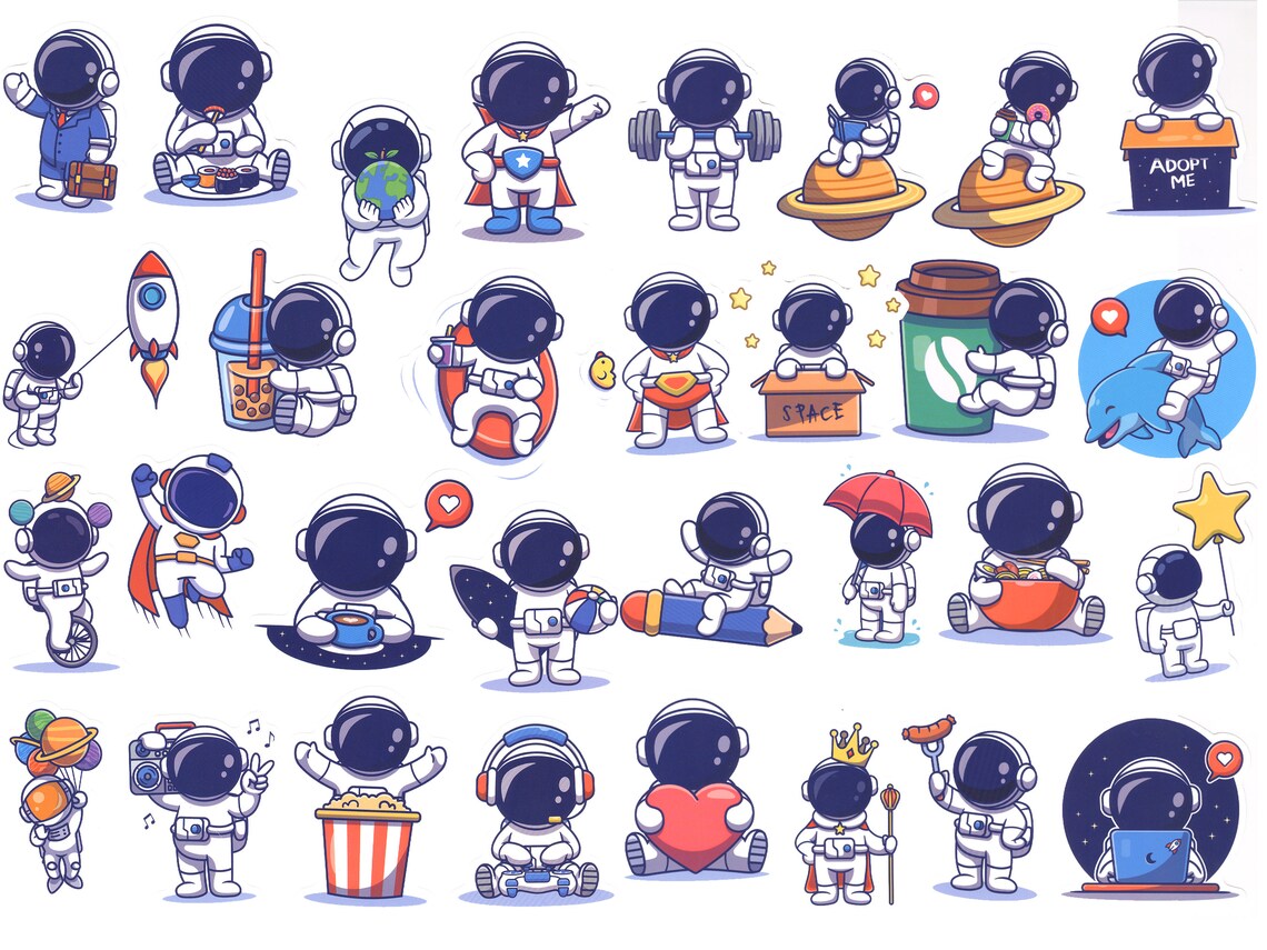 Astronaut Stickers Nasa Space Stickers Spaceman Sticker Pack - Etsy