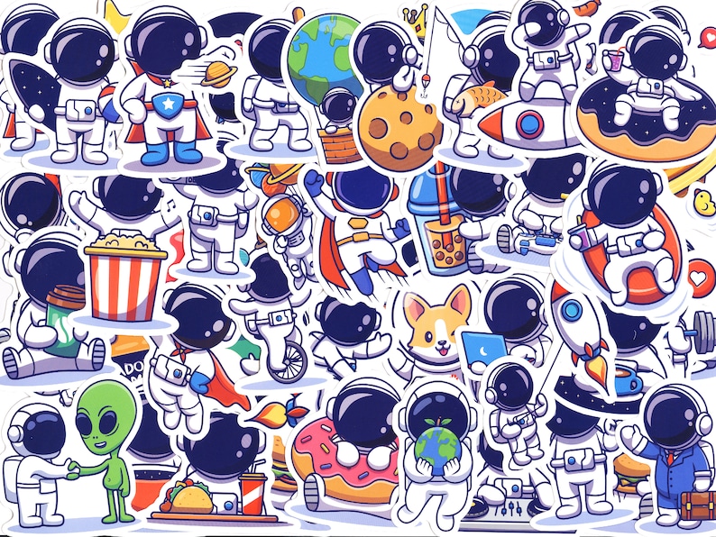 Astronaut Stickers Nasa Space Stickers Spaceman Sticker Pack - Etsy
