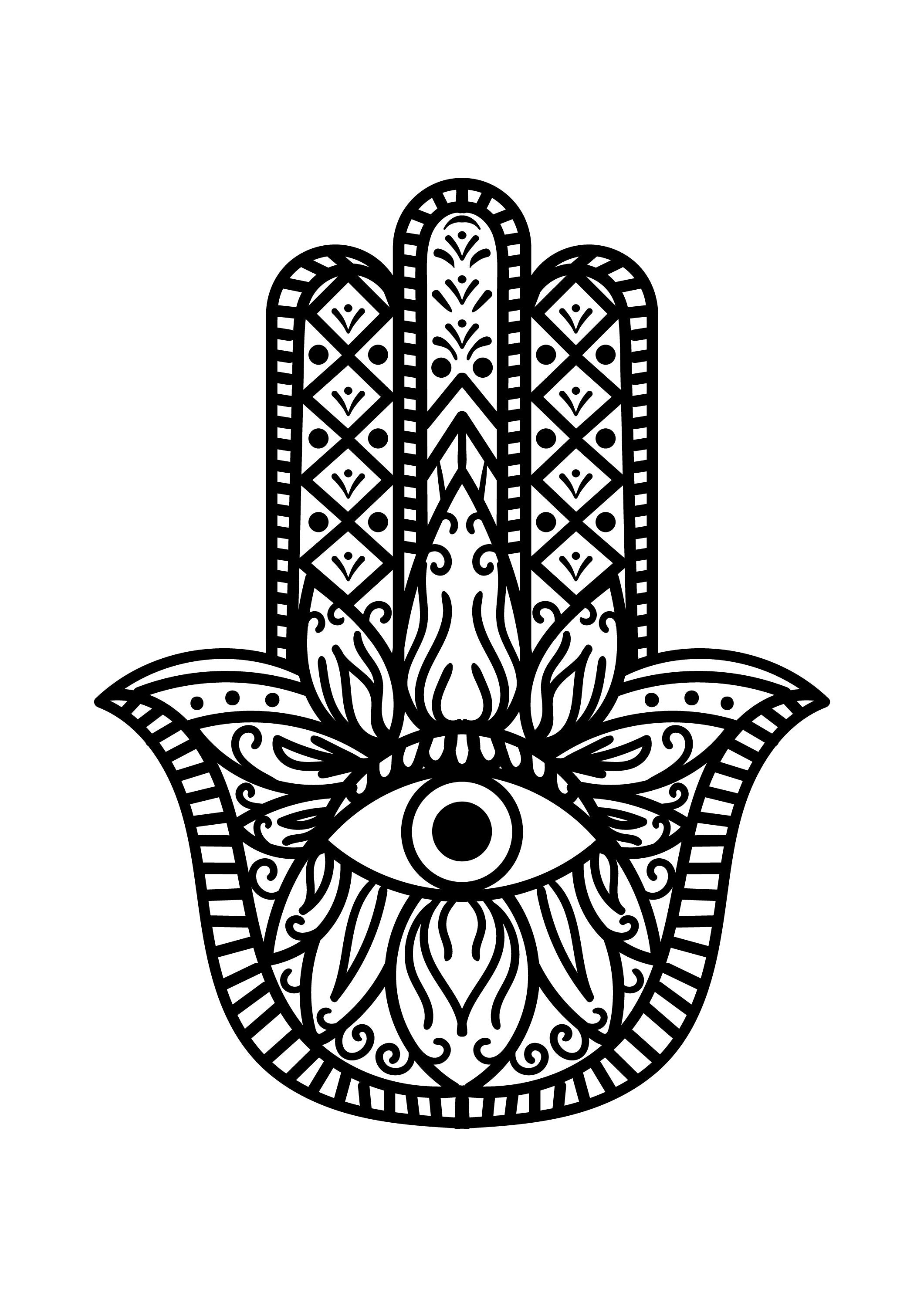 Hamsa Hands Printable Coloring Pages (3 Pages) A4 Size - Etsy