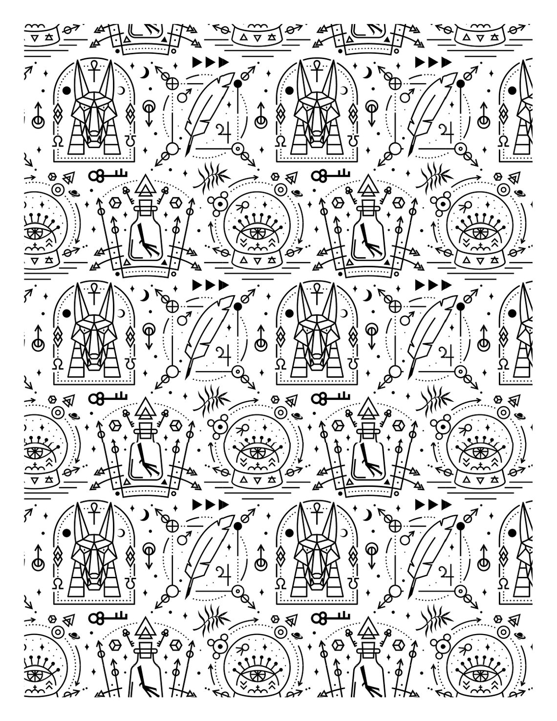 5 Witchy Pattern Adult Coloring Pages | Wiccan Coloring Page ...