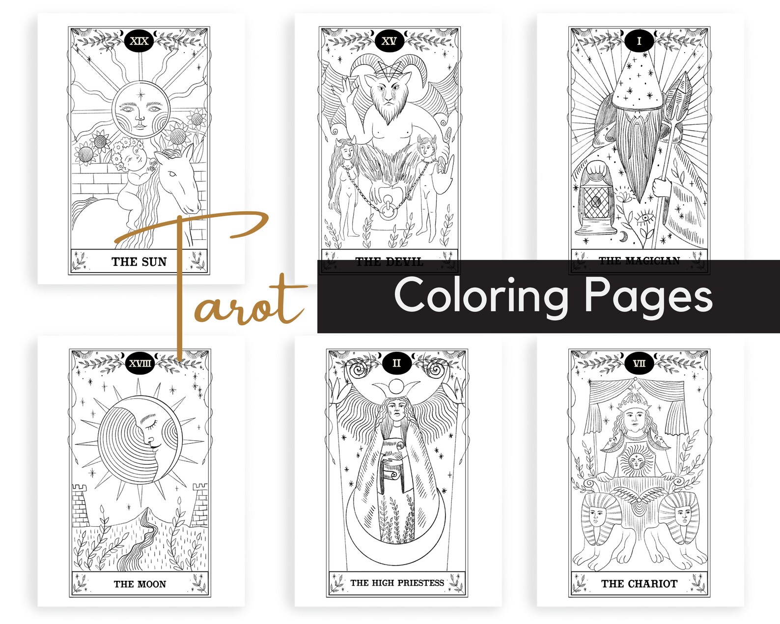 17 Tarot Card Coloring Pages Printable Witchy Coloring Page for ...
