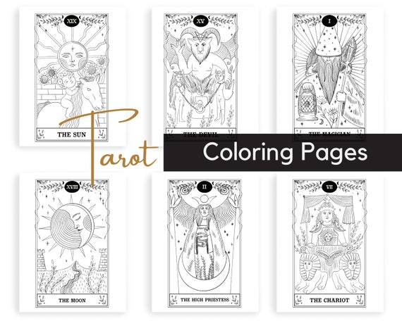 17 Tarot Card Coloring Pages Printable Witchy Coloring Page | Etsy