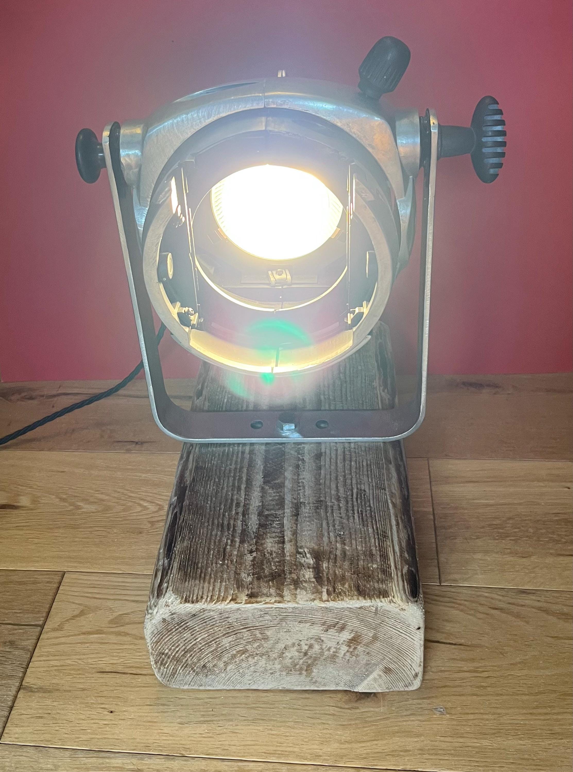 Upcycled Stage Light on Solid Oak Block - Etsy UK