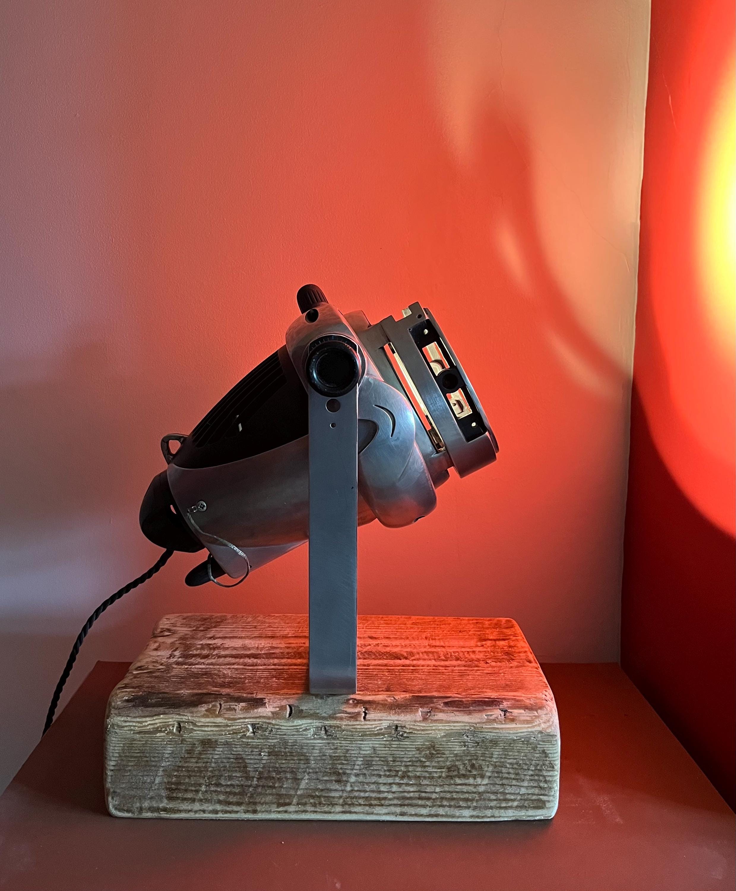 Upcycled Stage Light on Solid Oak Block - Etsy UK