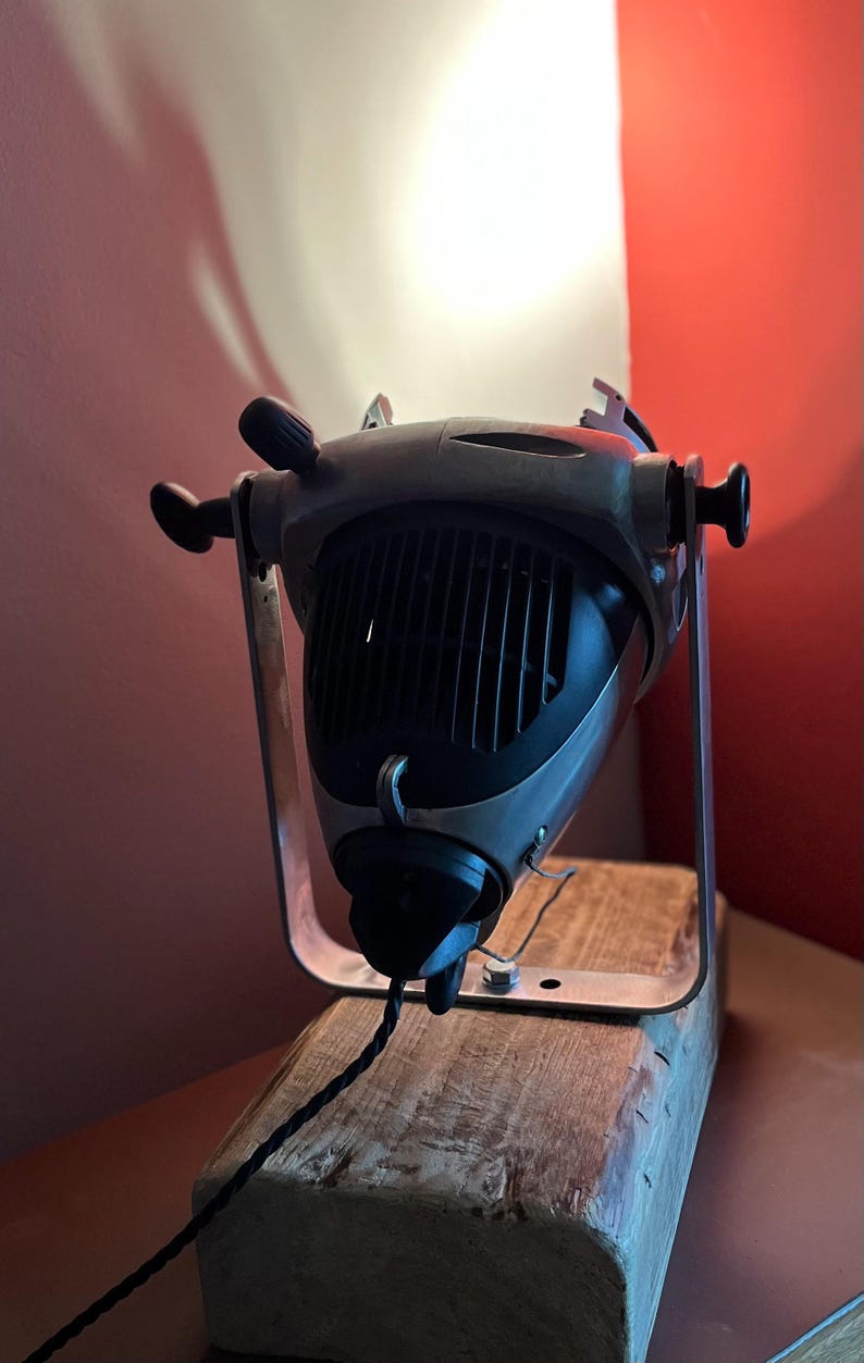 Upcycled Stage Light on Solid Oak Block - Etsy UK