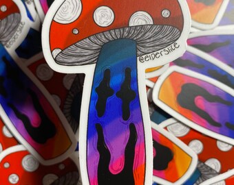Hand Drawn Mushroom Sticker Nature Sticker Red Mushroom Sticker iPhone ...