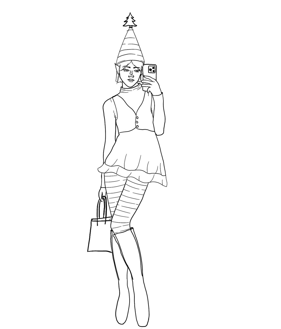 Elfie Coloring Page - Etsy