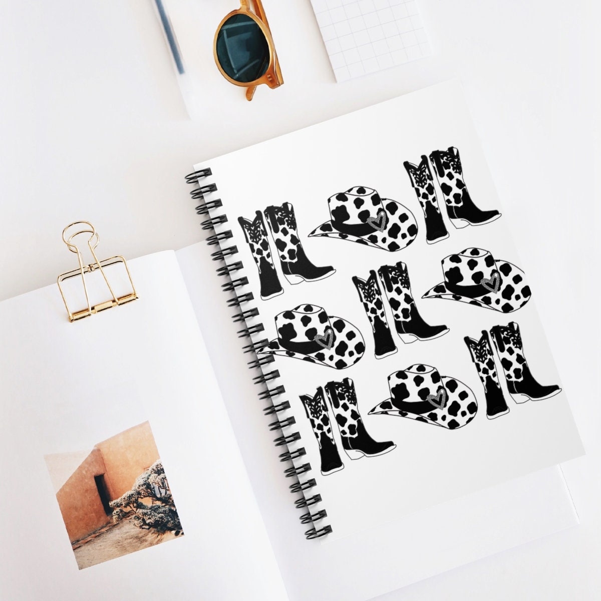 Cowboy Cow Print Spiral Notebook - Ruled Line - Etsy