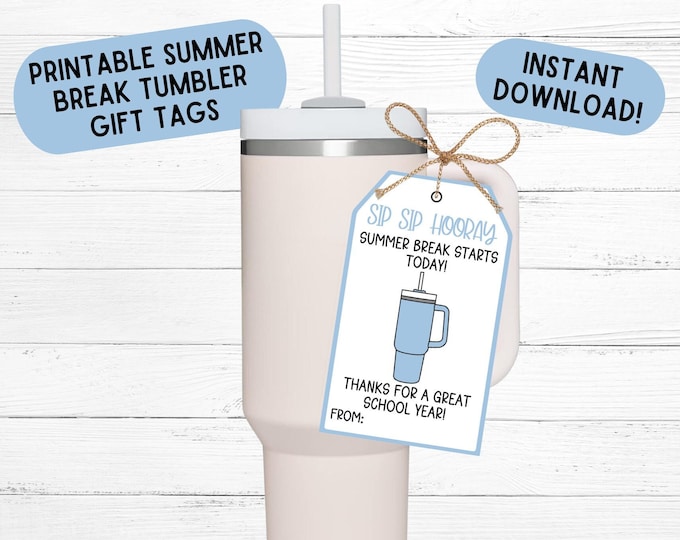 Sip Sip Hooray Printable Water Bottle Tumbler Gift Tag, Teacher ...
