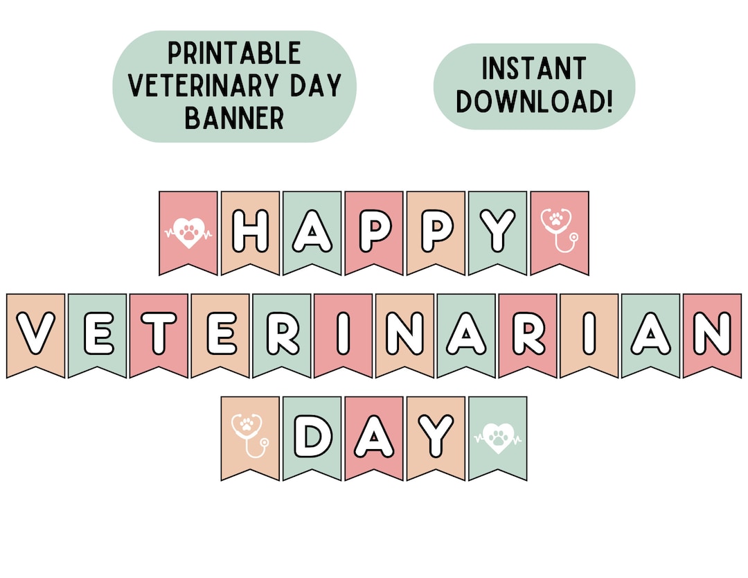 Veterinarian Day Banner Veterinary Day Sign Printable Vet Day ...