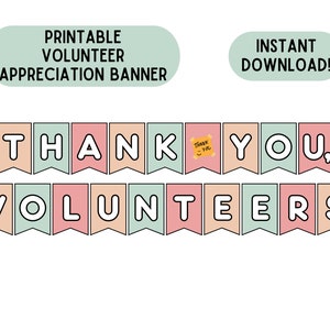 Volunteer Appreciation Banner Thank You Volunteers Sign Printable ...