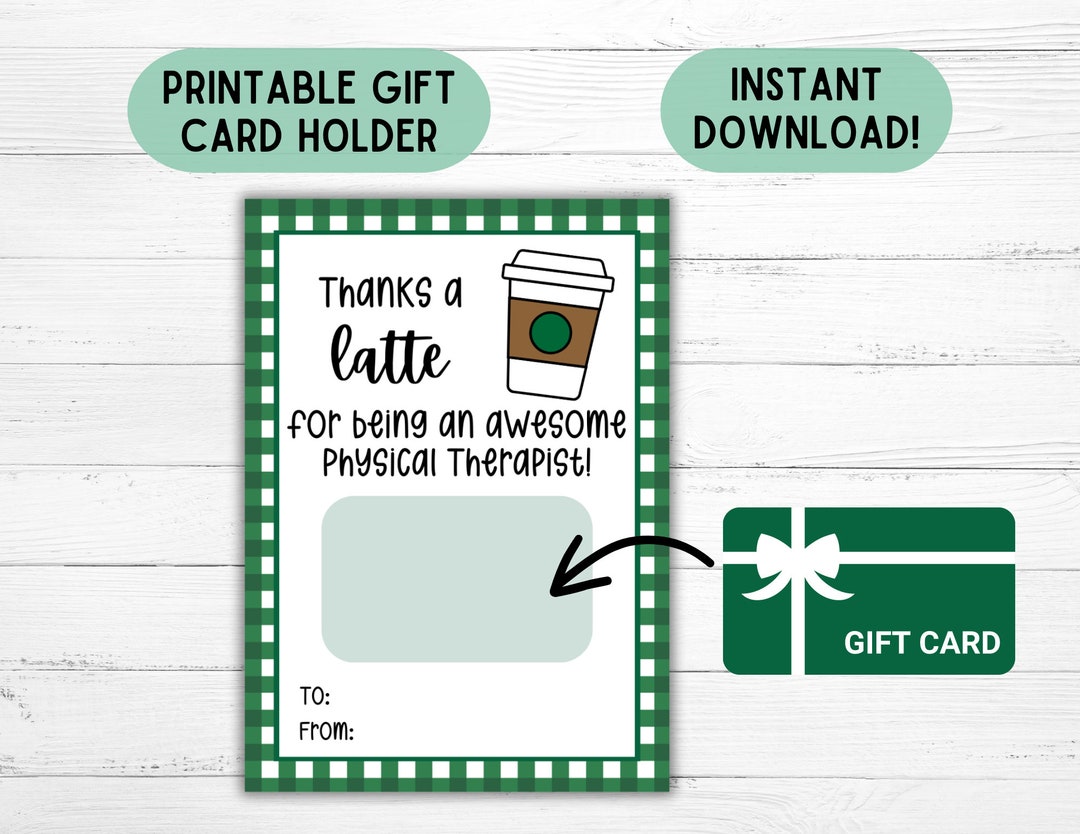 Physical Therapist Gift Card Holder PT Month Card Printable Physical ...