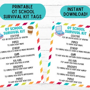 OT School Survival Kit Gift Tag Occupational Therapy Student Printable ...