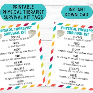 PT Survival Kit Gift Tag Physical Therapy Month Printable PT Month Tag ...