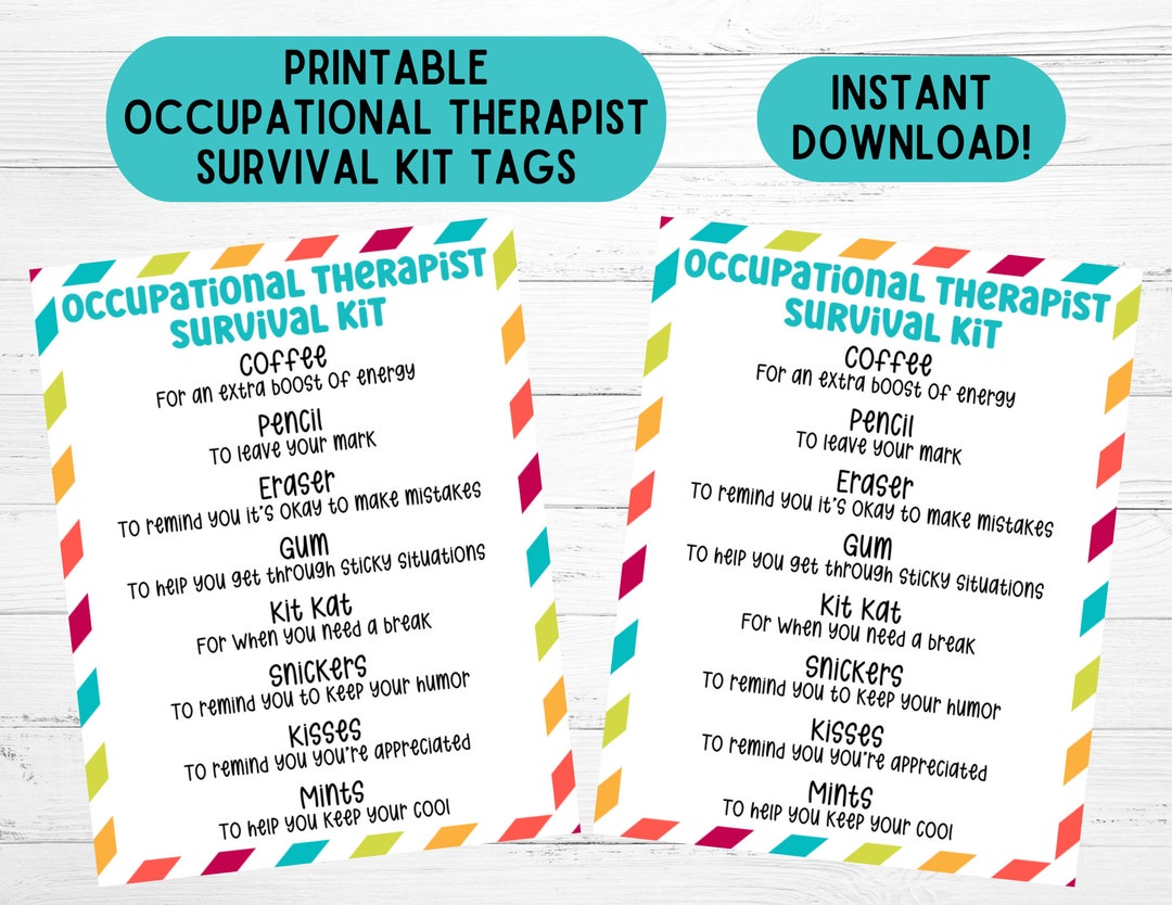 OT Survival Kit Gift Tag Occupational Therapy Month Printable OT Month ...