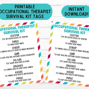 OT Survival Kit Gift Tag Occupational Therapy Month Printable OT Month ...