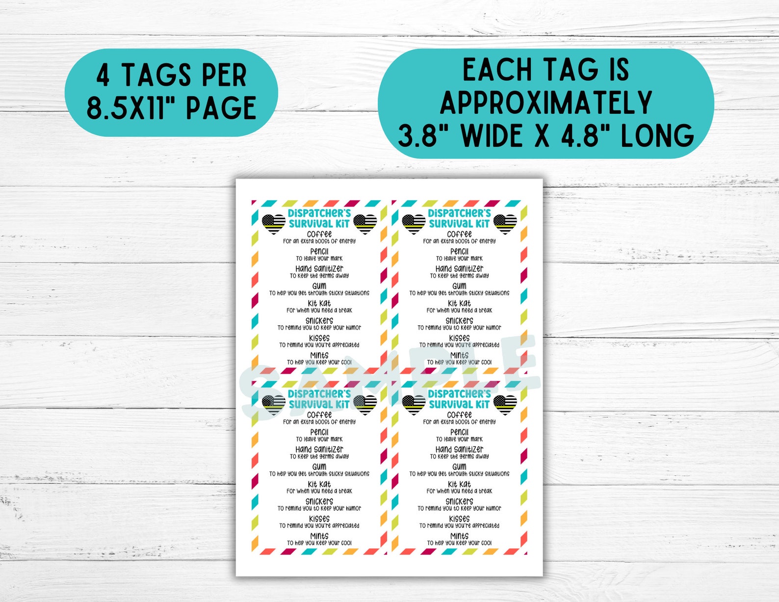 Dispatchers Survival Kit Gift Tags Public Safety Telecommunicators ...