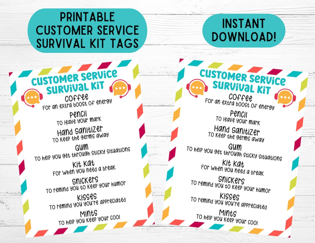 Customer Service Survival Kit Gift Tag Customer Service Week Printable ...