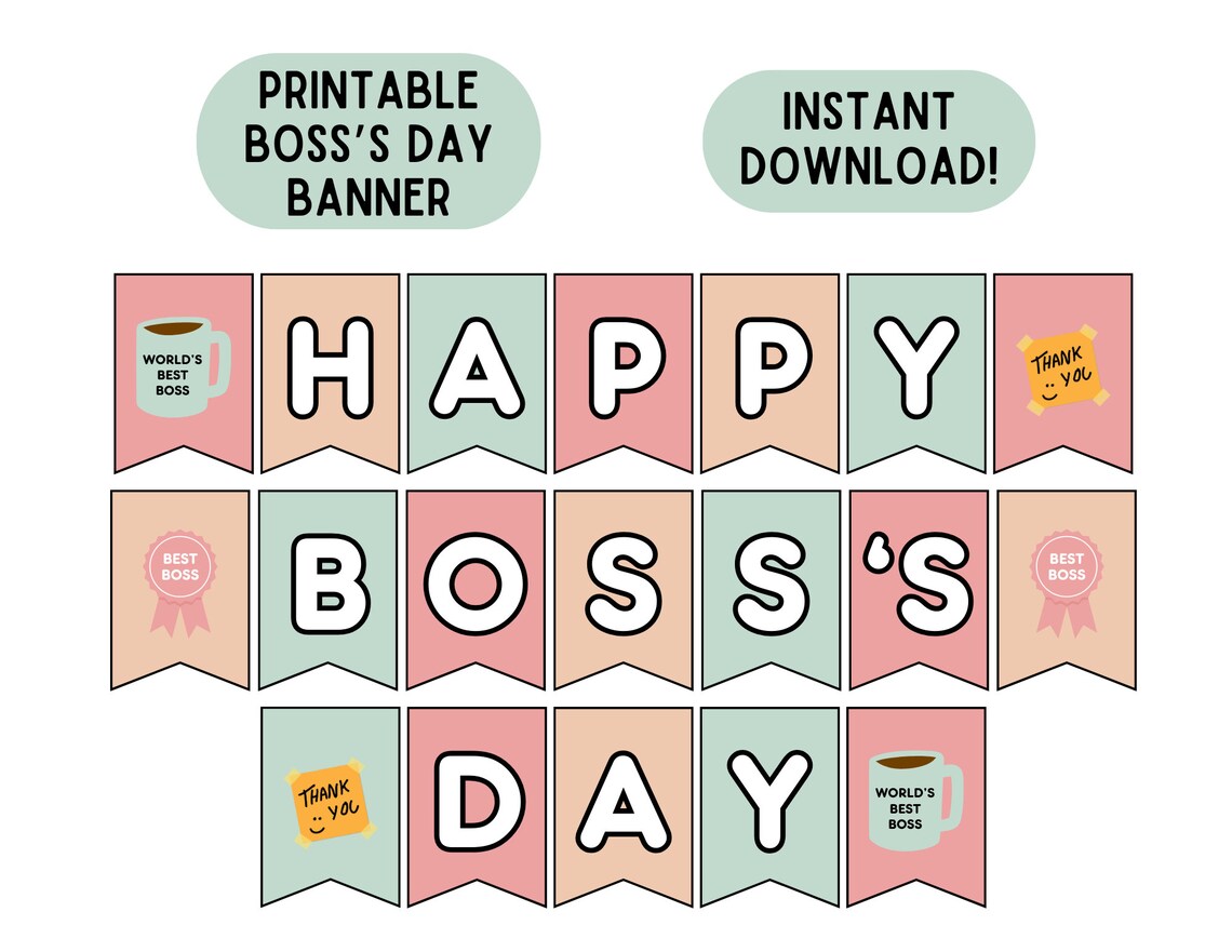 Boss's Day Banner Boss' Day Sign Printable Bosses Day Decorations Boss ...