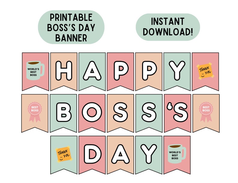 Boss's Day Banner Boss' Day Sign Printable Bosses Day Decorations Boss ...