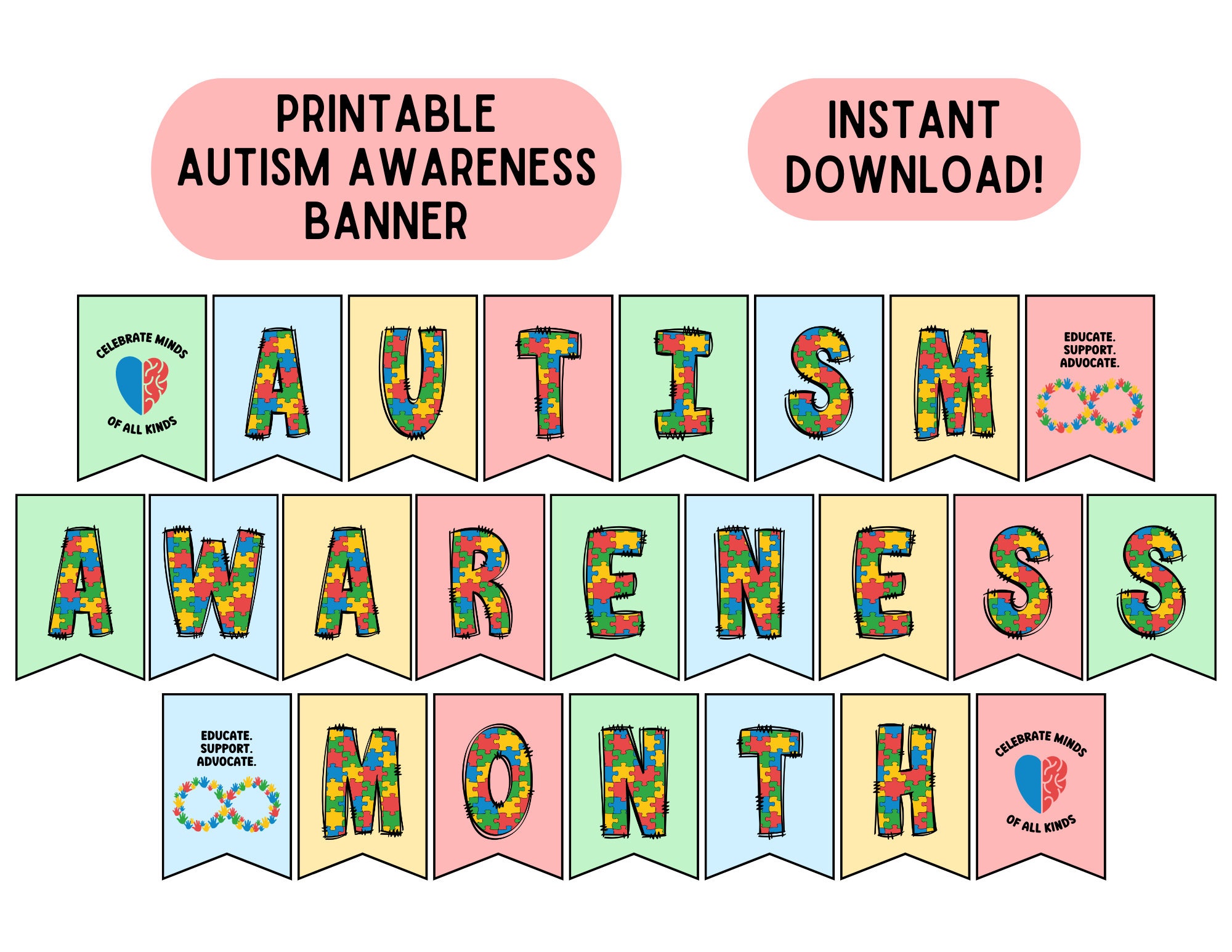 Autism Awareness Banner Autism Awareness Month Sign Printable April is ...